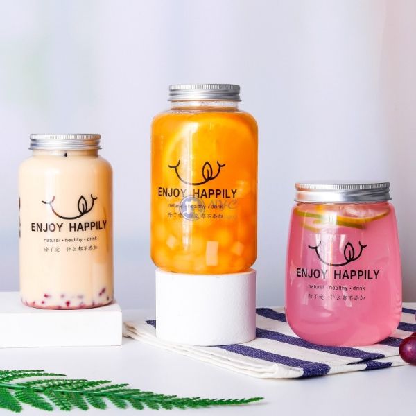 Quality 650ML Empty 14.6CM Transparent Disposable Juice Bottles for sale