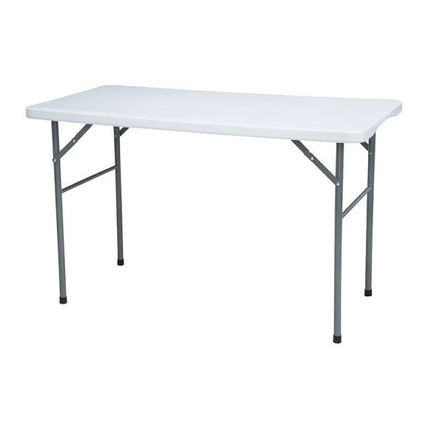 Quality 122*61*74CM White Plastic Folding Table With Adjustable Height For Outdoor Picnic 4FT for sale