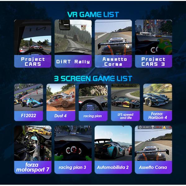 Quality 3 Axis VR Racing Simulator Dynamic Platform Immersive Driving Car 1.0kW for sale
