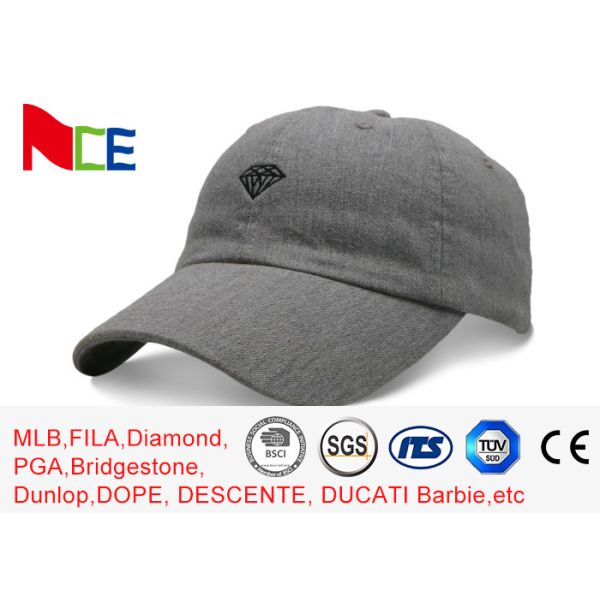 Quality Diamond gray dads cap low crown diamond logo adjustable buckle for sale