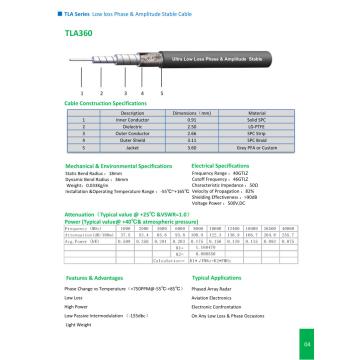 Quality TLA Series Low loss phase &AmPlitude Stable cable for sale