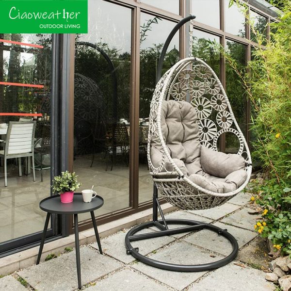 Quality Leisure Villa Chair Wood and Waterproof Fabric Outdoor Hanging Furniture for sale
