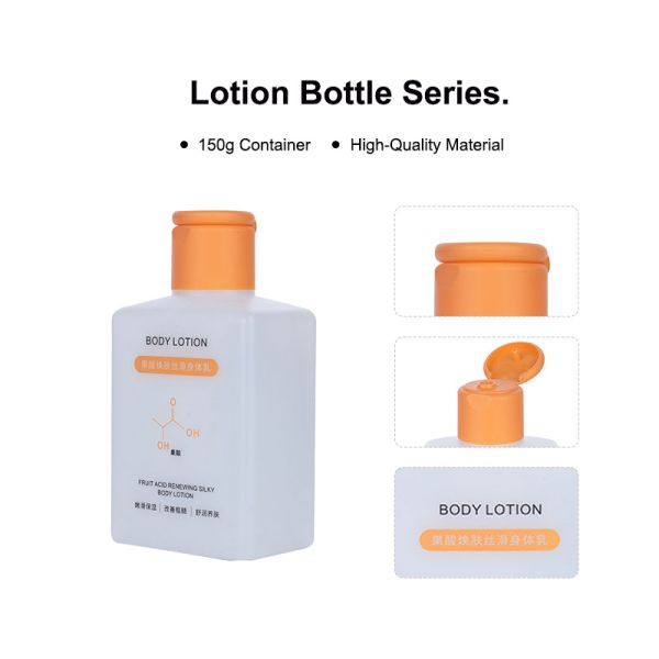 Quality 150ml white smooth bottle with orange cap for Shampoo Lotion Btttle for sale