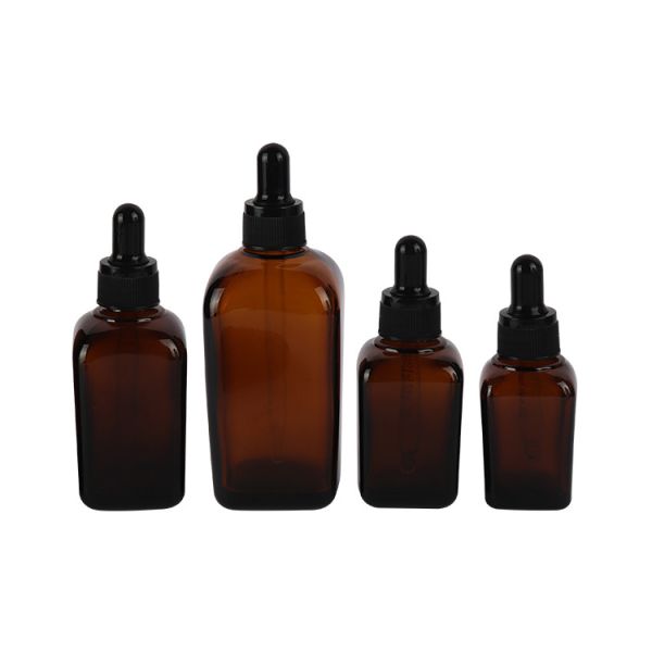 Quality Thick Square Amber Glass Dropper Bottle 5ml 10ml 15ml 20ml 30ml 50ml 100ml for sale