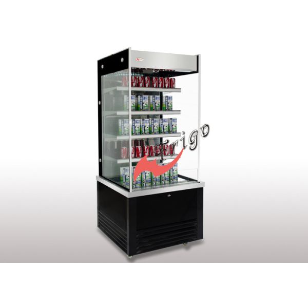 Quality Vertical Open Display Cases For Beverage / Milk , Square 4 Shelves Open Display Cooler for sale