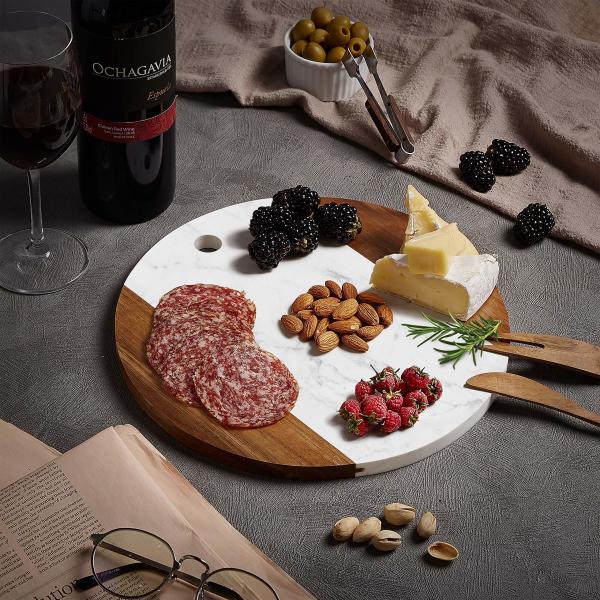 Quality Kitchen Tray Marble Acacia Wood Splicing Cutting board for sale