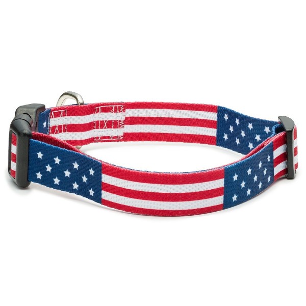 Quality Multifuction Custom Nylon Dog Collars Sturdy Polyester Webbing American Flag for sale