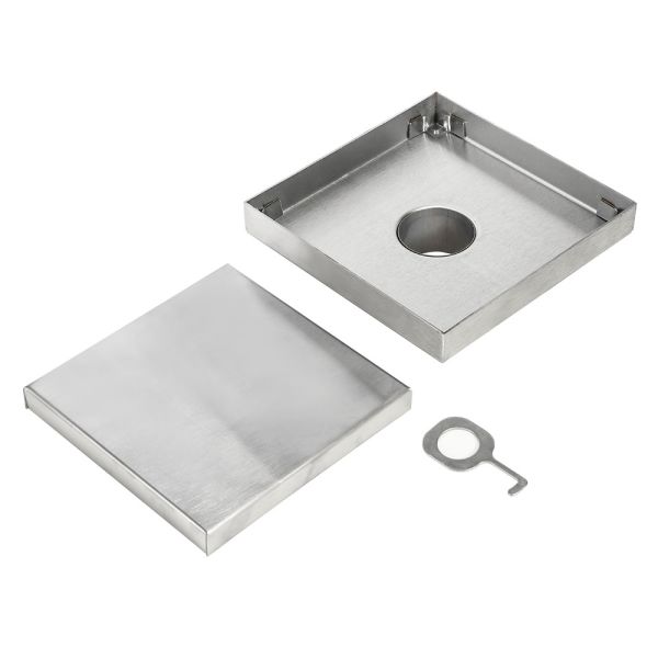 Quality Strainer Style Square Floor Drain with Tile Insert Grate Cover CHROME PLATE for sale