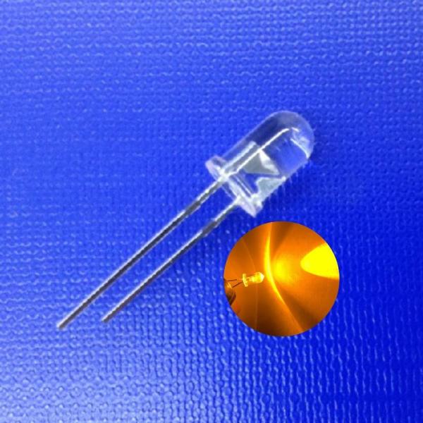 Quality 5mm LED Yellow Color 590nm 10000mcd Transparent Round Head For Traffic Warning Light for sale