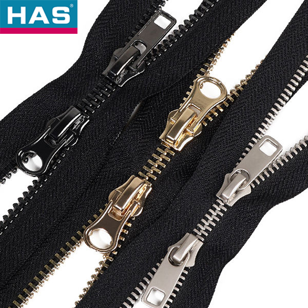 Quality #3 #5 #8 Double Open Tail Brass Metal Zipper Y Teeth Double Pull Head for sale