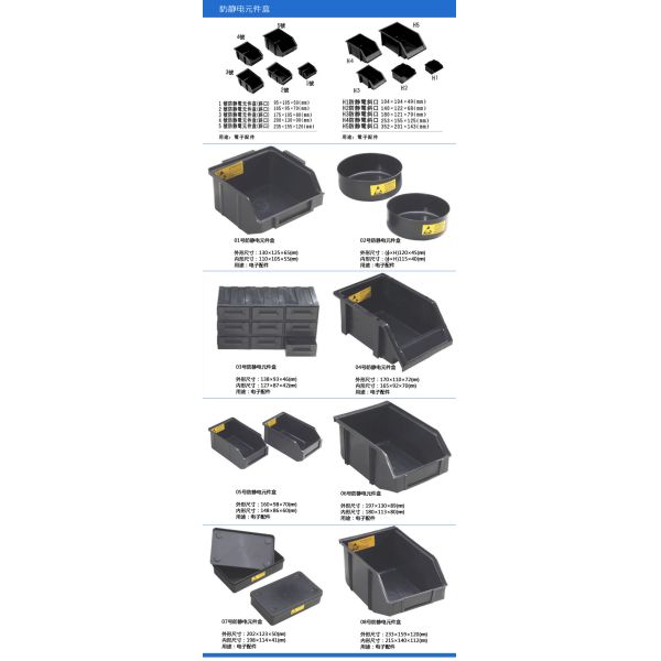 Quality Permanently Conductive ESD Storage Box / ESD Component Box Has Open Hopper Front for sale
