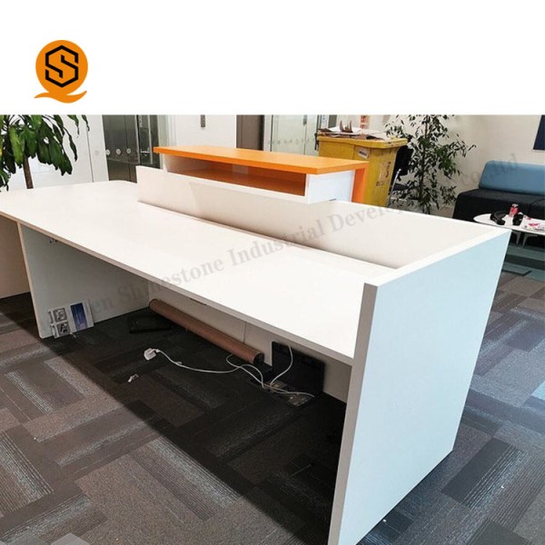 Quality Modified Acrylic Stone Regular Two Person Reception Desk Flame Resistant for sale