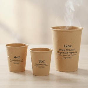 Quality Single PE Lined Virgin Kraft Paper Cup Boiling Water Safe Hot Drink Disposable for sale