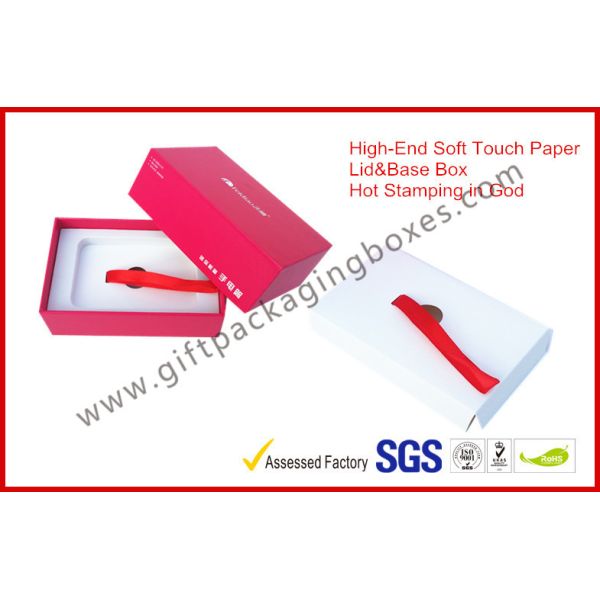 Quality Soft Touch Paper Luxury Gift Boxes Lid And Base With Foil In Gold EVA Insert for sale
