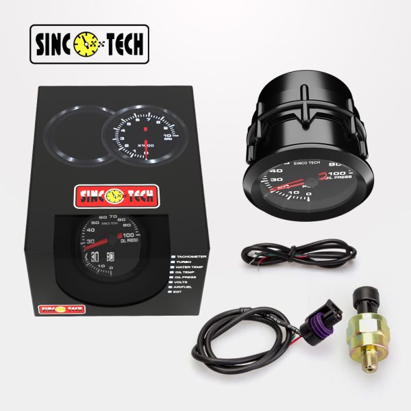 Quality 638 Sensor White Sinco Tech Dash Electric Oil Pressure Gauge for sale
