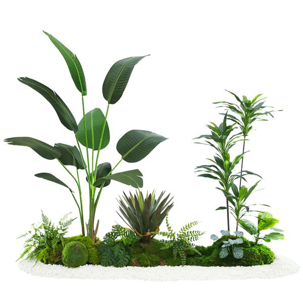 Quality Evergreen Artificial Landscape Trees Traveller'S Palm Indoor Floor Plant Bush Preseved Moss for sale