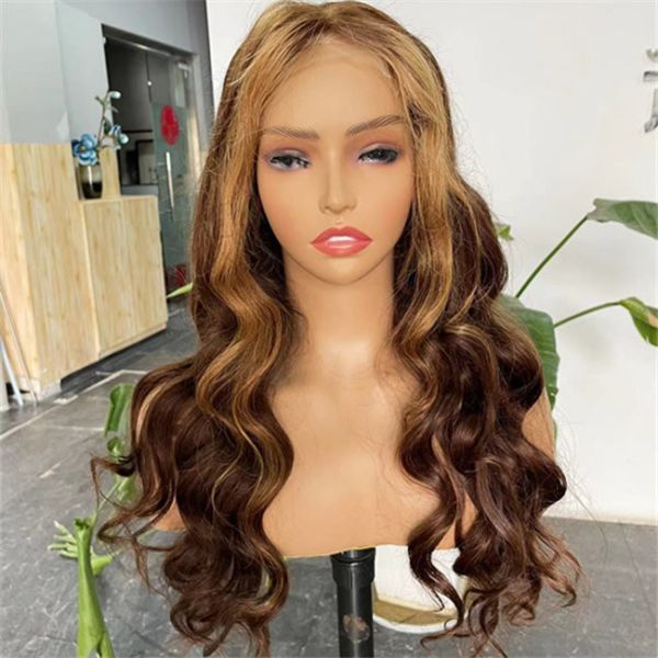 Quality 5x5 Honey Brown HD Lace Closure Wig Body Wave 12A Grade Custom for sale