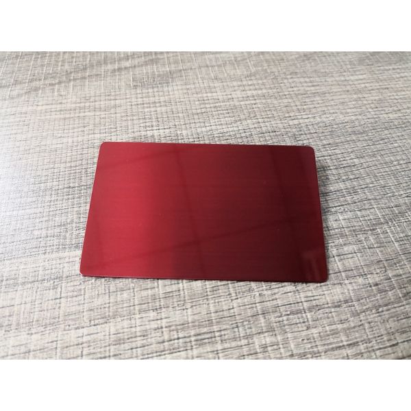 Quality Glossy 0.8mm Plain Red Brushed Metal Bank Card Small Chip For Supermarket for sale