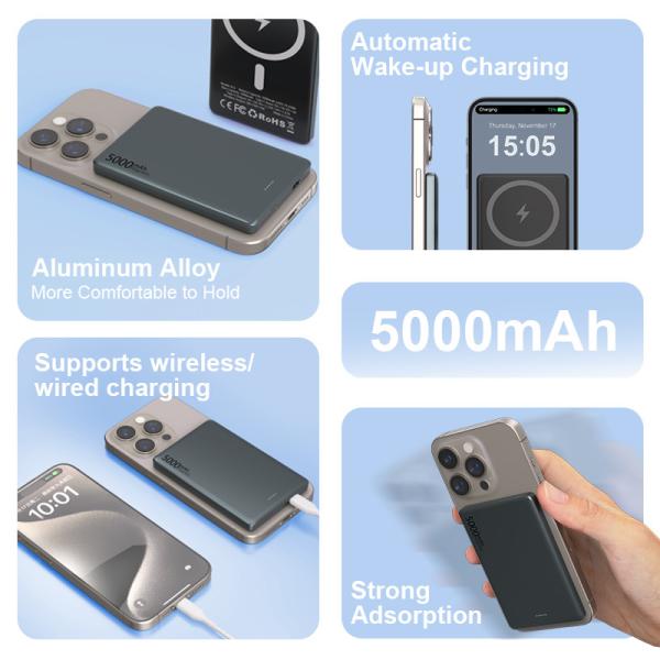 Quality Portable Magnet Wireless Power Bank with 5W/7.5W/10W/15W Output for sale