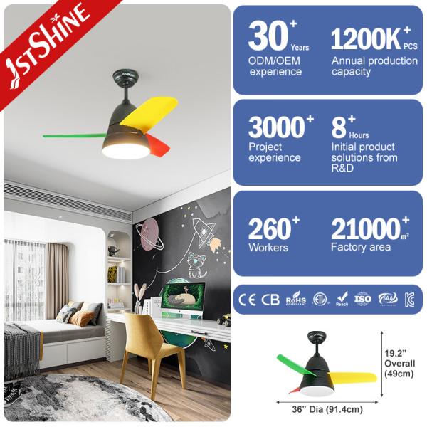 Quality Small Size 36 Inch Metal Blade Ceiling Fan Electric 3 CLR Brightness for sale