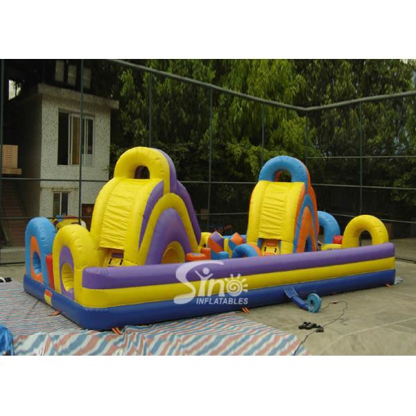 Quality Giant Double Lane Slide Kids Inflatable Obstacle Course For Outdoor for sale