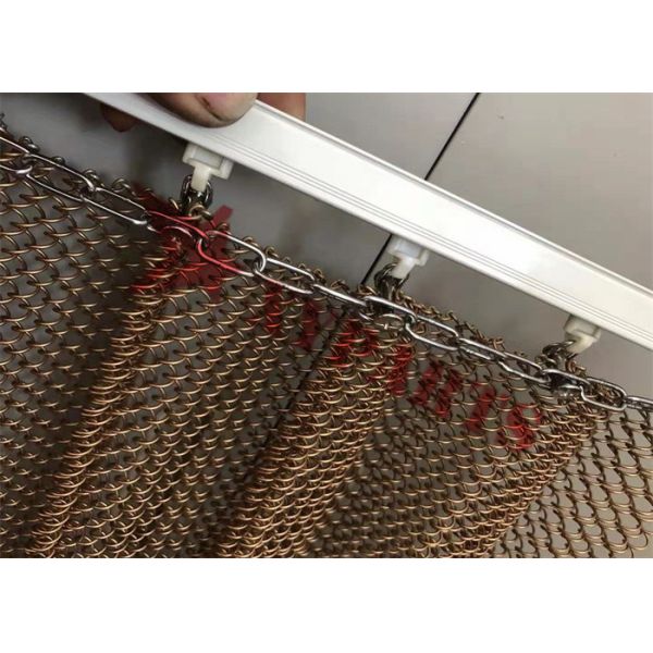 Quality Aluminum Chain Link Metal Mesh Curtain Copper Color For Decorative Room Divider for sale
