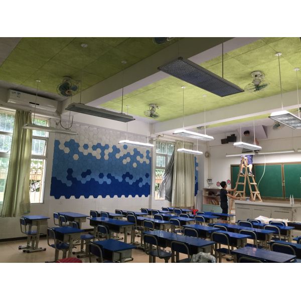 Quality Classroom Wall Hexagon Shape Wood Wool Cement Acoustic Panel Soundproofing Board for sale