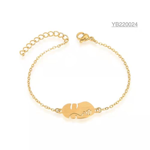Quality Luxury Stainless steel hand chain 14k gold abstract girl face painting bracelets for sale