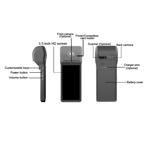 Quality Mobile Smart POS Terminal NFC Scanner Android System 1440x720 for sale