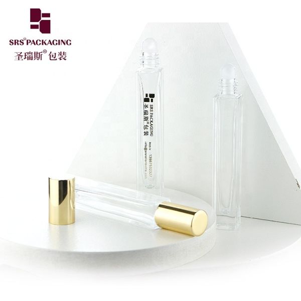 Quality 10ml Square Shape Thick Wall Glass Roll On Bottle with Roller Ball Applicator for sale
