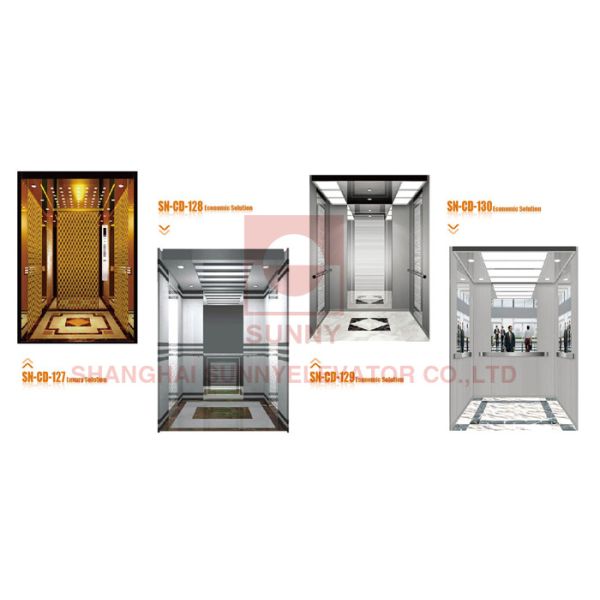 Quality Soft Lighting Elevator Cabin Decoration With Titanium Gold Mirror / Etched for sale