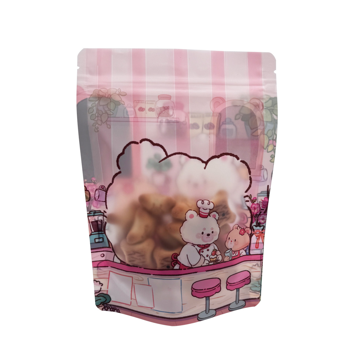 Quality Cartoon Design Customized Stand Up Zipper Bags For Food Packaging With Window for sale