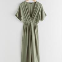 Quality Green 100 Tencel Fabric Sleeveless Lyocell Twist Knot Midi Dress for sale