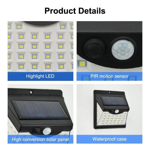 Quality 6500K Solar Powered Outdoor Wall Mounted Lights With Motion Sensor / Light for sale