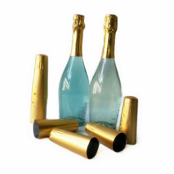 Quality Glass Wine Bottle Shrink Caps Gold Black PVC Shrink Capsules SGS for sale