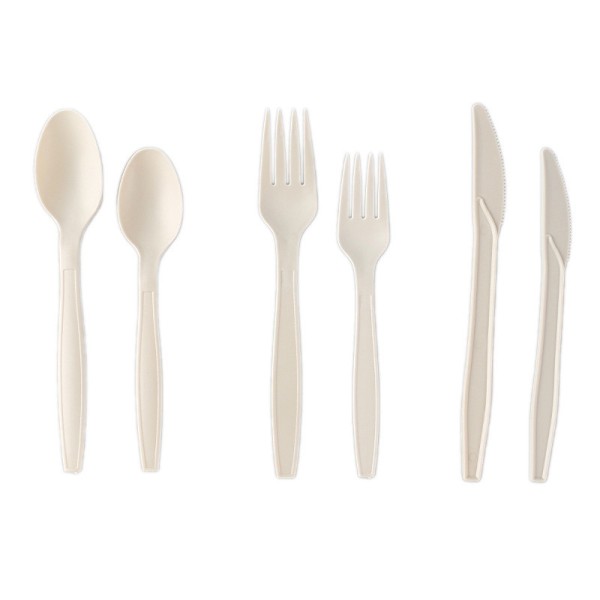 Quality Biodegradable Spoon Knife And Fork Eco Friendly PLA Disposable Plastic Cutlery Set for sale