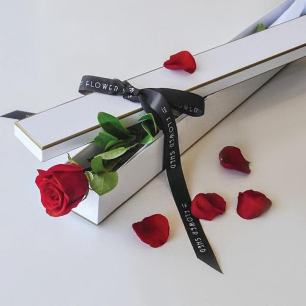 Quality Rectangular 1200g Glossy Lamination Long Stem Rose Flower Box for sale