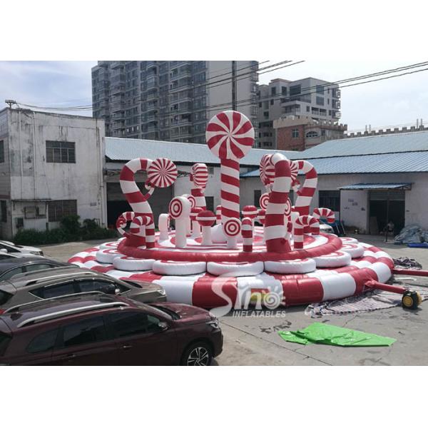Quality Giant Christmas Candy Cane Inflatable Amusement Park Bouncer For Kids And Adults for sale