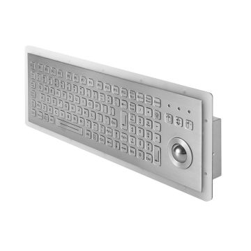 Quality 104 Keys Stianless Steel Panel Mounted Keyboard IP67 With Trackball 800DPI for sale