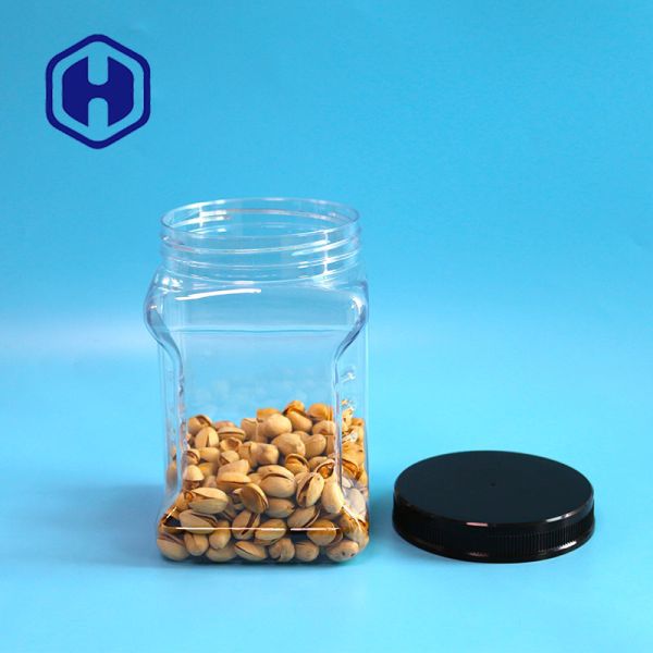 Quality 64oz Canning Square Wide Mouth Plastic Jars PET Grip Container for sale