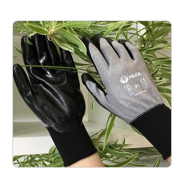 Quality Electromobile And Bicycle Maintenance White Polyester Knit Blue Nitrile Gloves for sale
