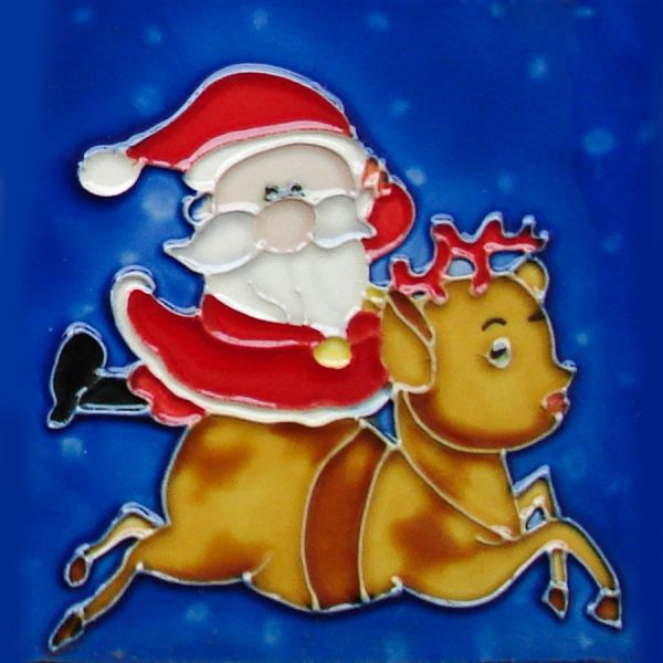 Quality Christmas-themed  Hand-painting Ceramic Tile Mural for Desktop Decor&wall Decor for sale