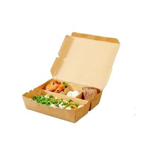 Quality Biodegradable Cowhide Paper Food Takeaway Boxes Containers Salad Divider for sale