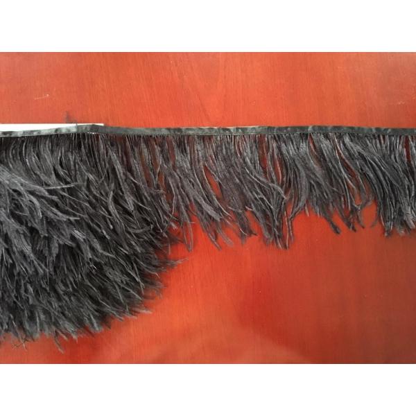 Quality Party Decoration Ostrich Feather Fringe Trimming with Satin Ribbon Tape 13-15cm for sale