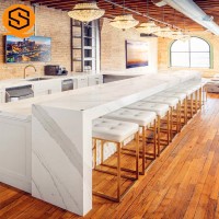 Quality Marble Stone Coffee Shop Bar Counter I Shape Hygienic Antibacterial for sale