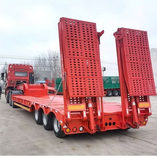 Quality 40ft 45ft Truck Semi Trailer ABS Brake 2-4 Axles Low Bed  Semi Trailer for sale