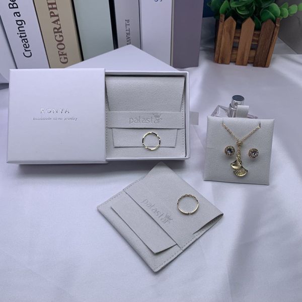 Quality Custom Logo Suede Jewelry Earring Pouch with Box and Insert Pad OEM/ODM Acceptable for sale