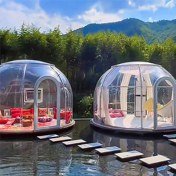 Quality Sound Insulation Transparent Tent 360 6m Geodesic Dome Waterproof Transient for sale