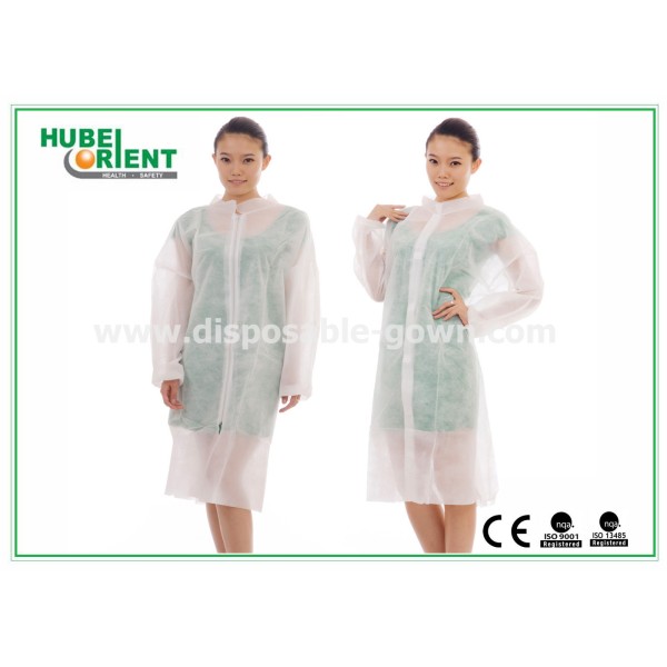 Quality PP/SMS Disposable Lab Coat/Light Weight Disposable Medical Clothing with zip closure for sale