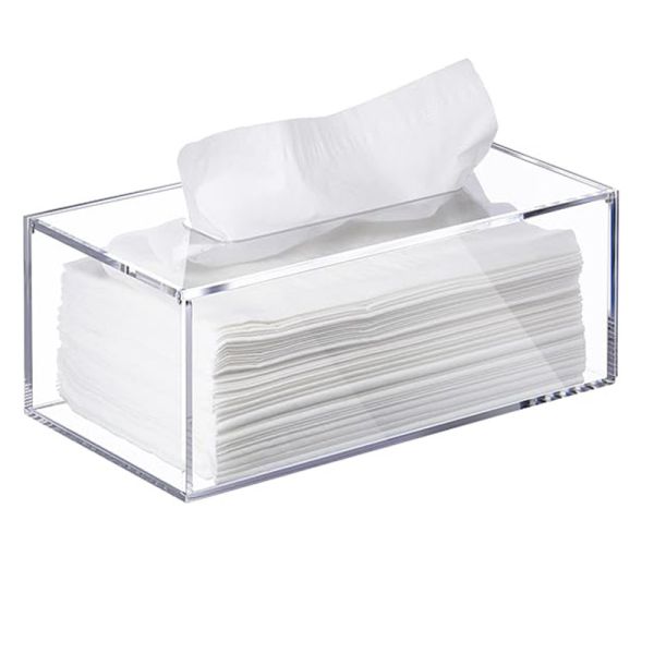 Quality Transparent tissue box acrylic tissue box holder rectangular bathroom tissue dispenser decorative box for sale